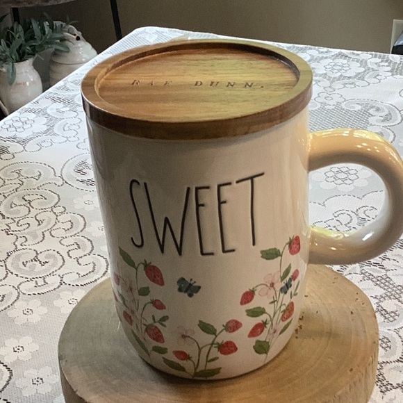Rae Dunn | Kitchen | Rae Dunn Sweet Strawberry Mug With Wood Topper ...